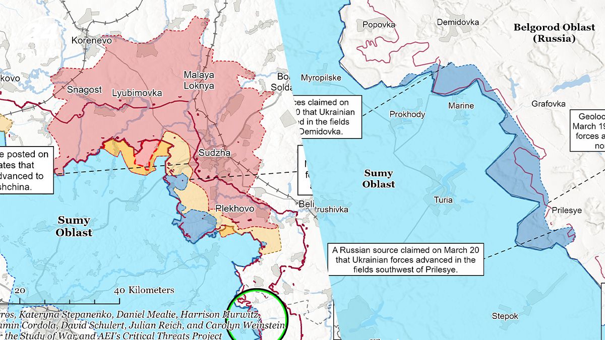 Карта фронту від ISW 21.03.2025 - що відбувається у Курській і Бєлгородській областях - 24 Канал