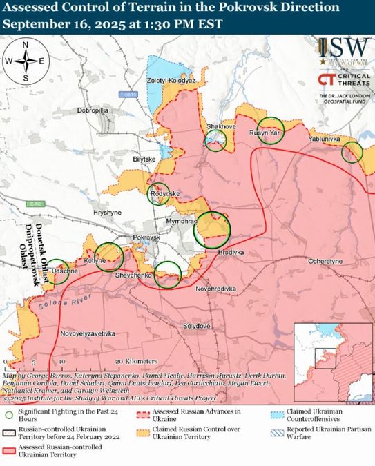 Карти ISW на 17 вересня 2025 - є просування росіян на трьох напрямках - новини України - 24 Канал